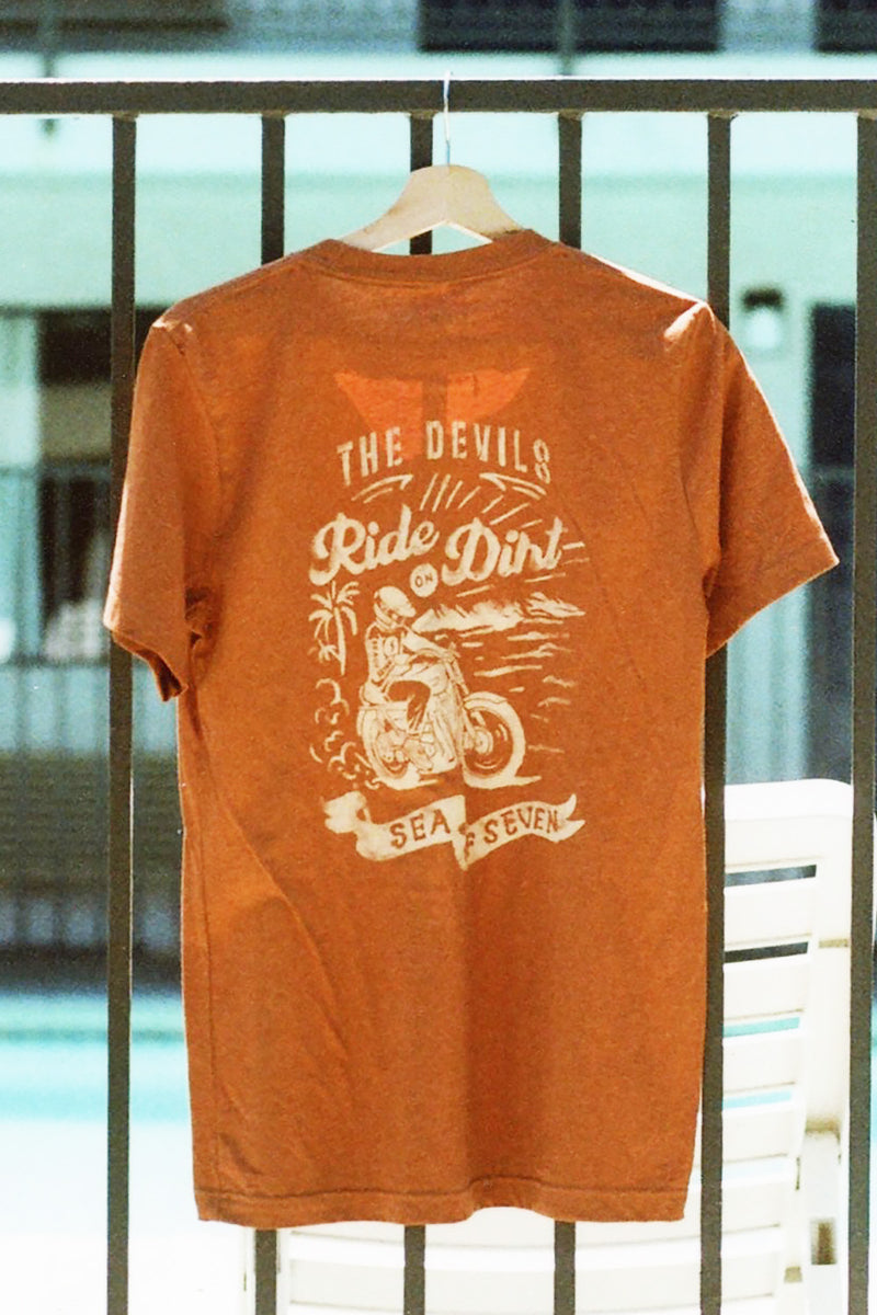 Devil's Ride On Dirt Mens Heather Autumn Tee - Motocross Hell On Wheels ...